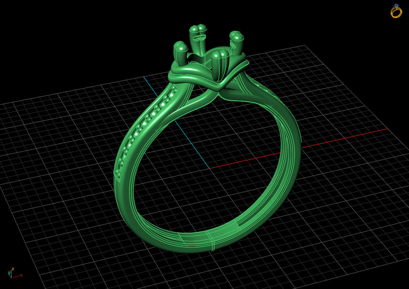 Women Ring New STL 3DM 5mm-1-10mm stone sizes weight in details 3D ...