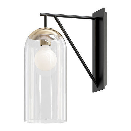 COLLINS wall light with clear glass dome and metal frame 3D model ...