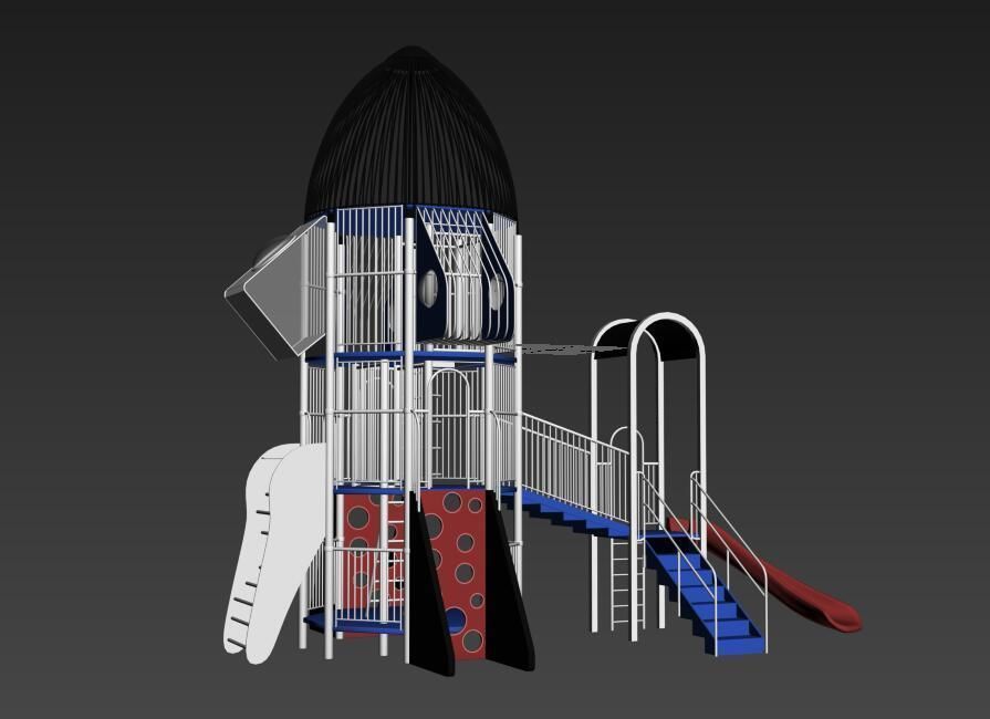 Space exploration theme rocket outdoor children playground 3D model ...