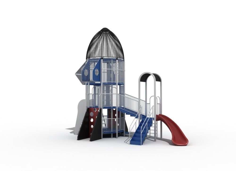 Space exploration theme rocket outdoor children playground 3D model ...