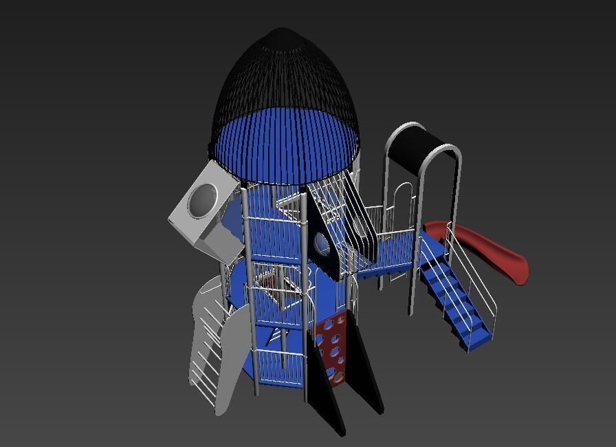 Space exploration theme rocket outdoor children playground 3D model ...