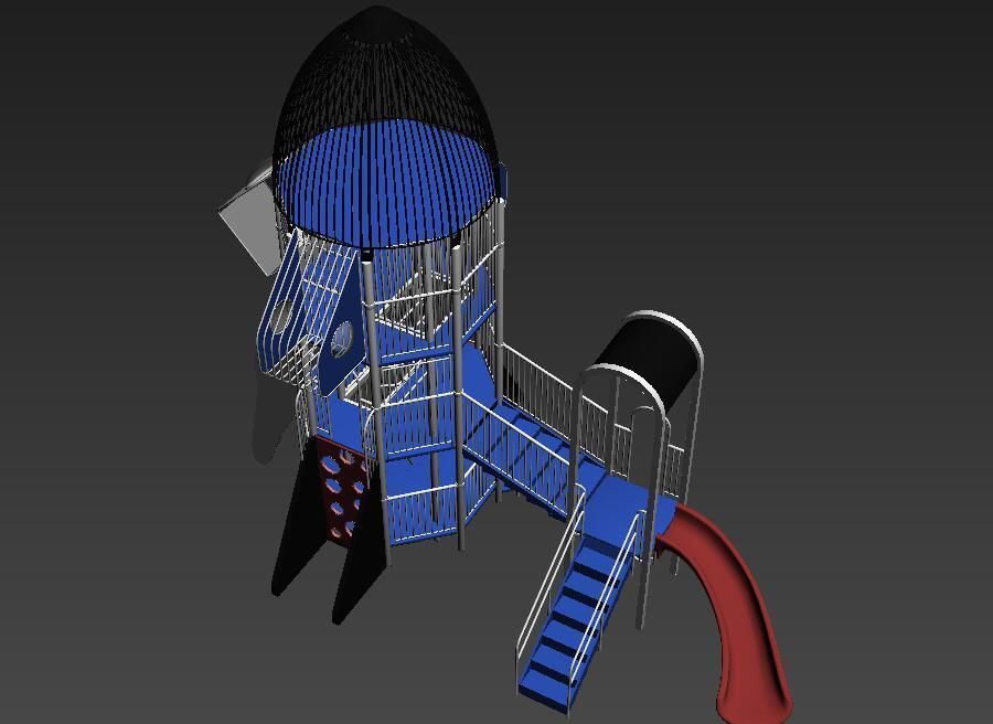 Space exploration theme rocket outdoor children playground 3D model ...