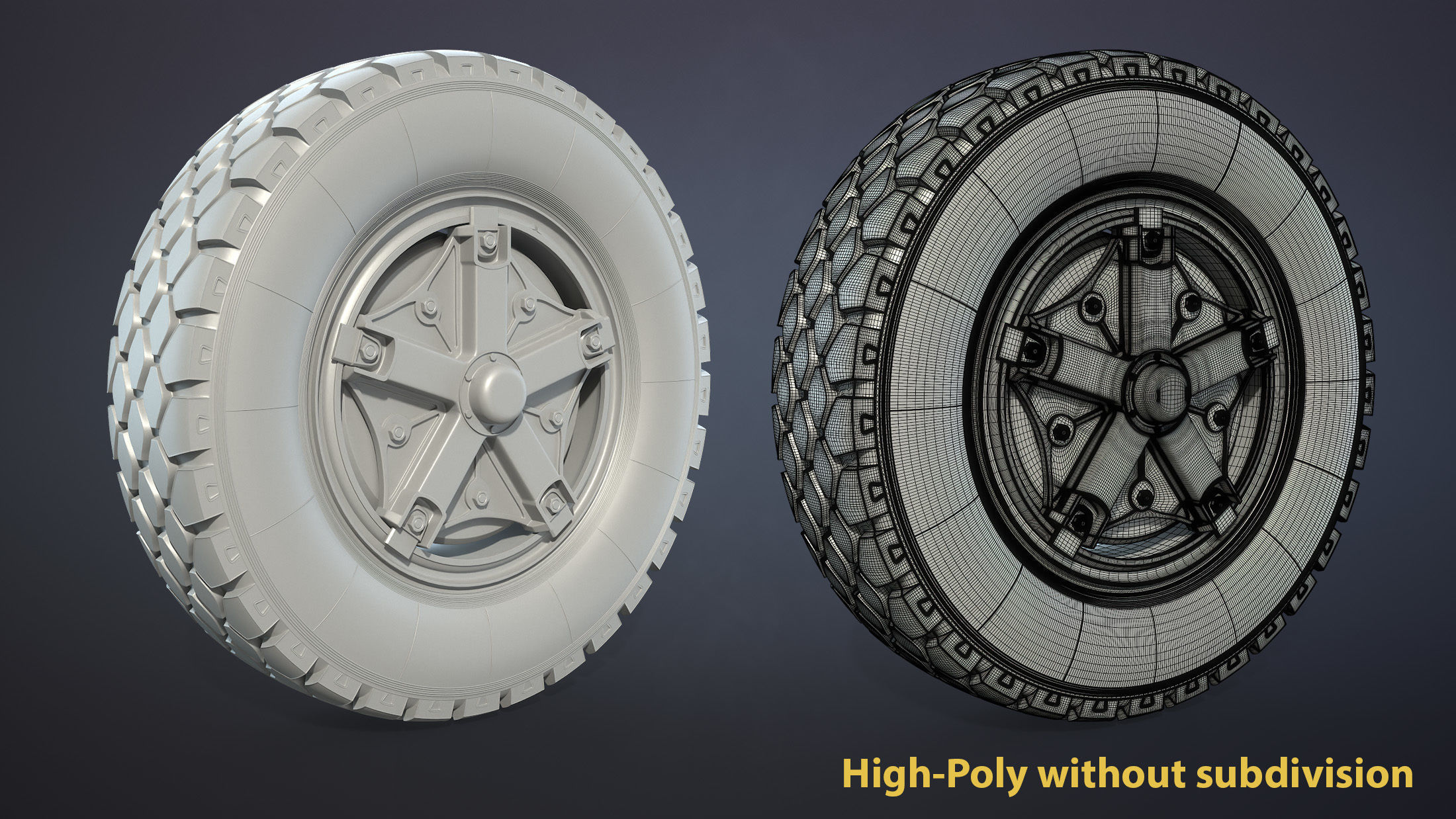 Military Truck Wheels High-Poly Set 3D model | CGTrader