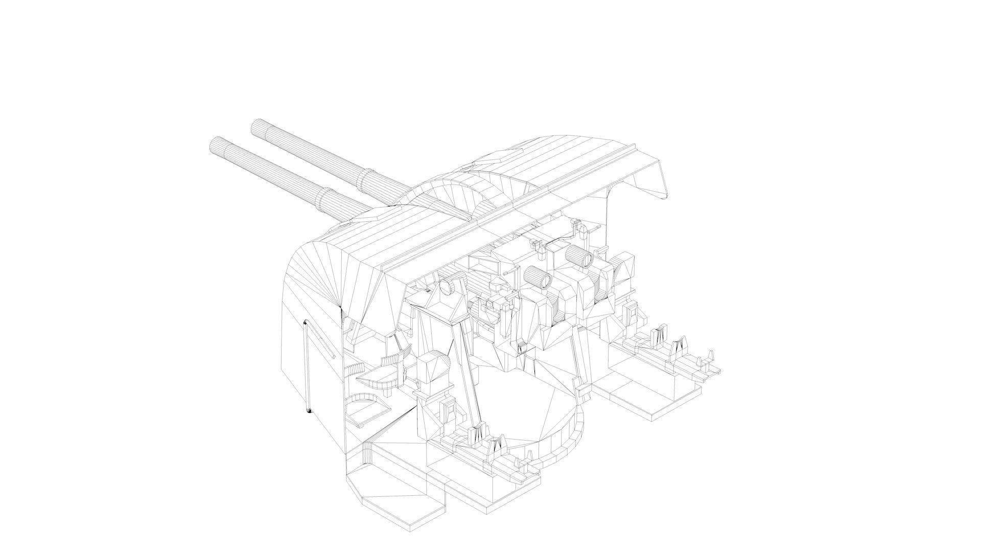 Bofors QF Twin 4 inch 102mm Naval Gun Mk XVI 3D model | CGTrader