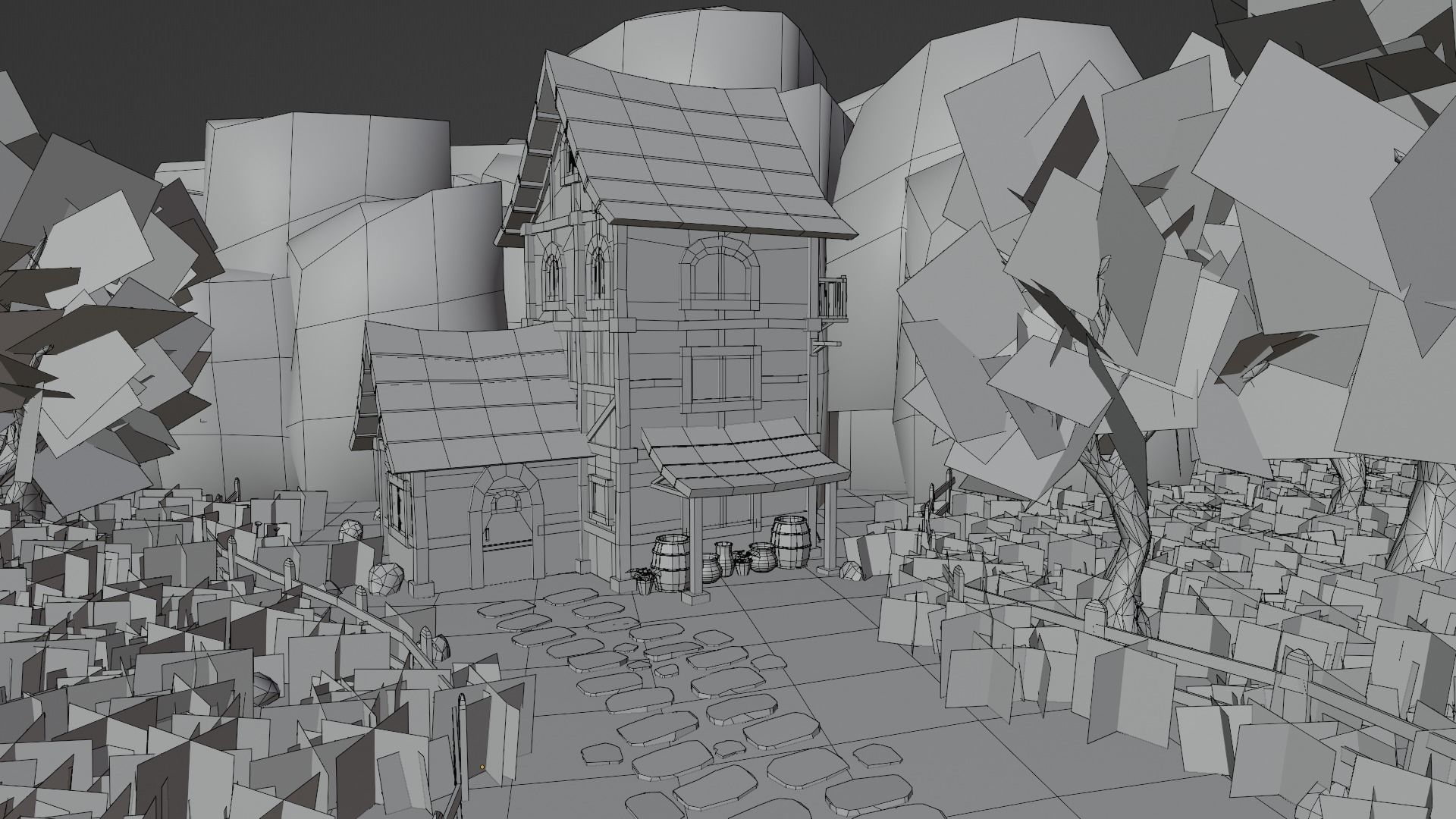 3D model Low poly Medieval House scene VR / AR / low-poly | CGTrader