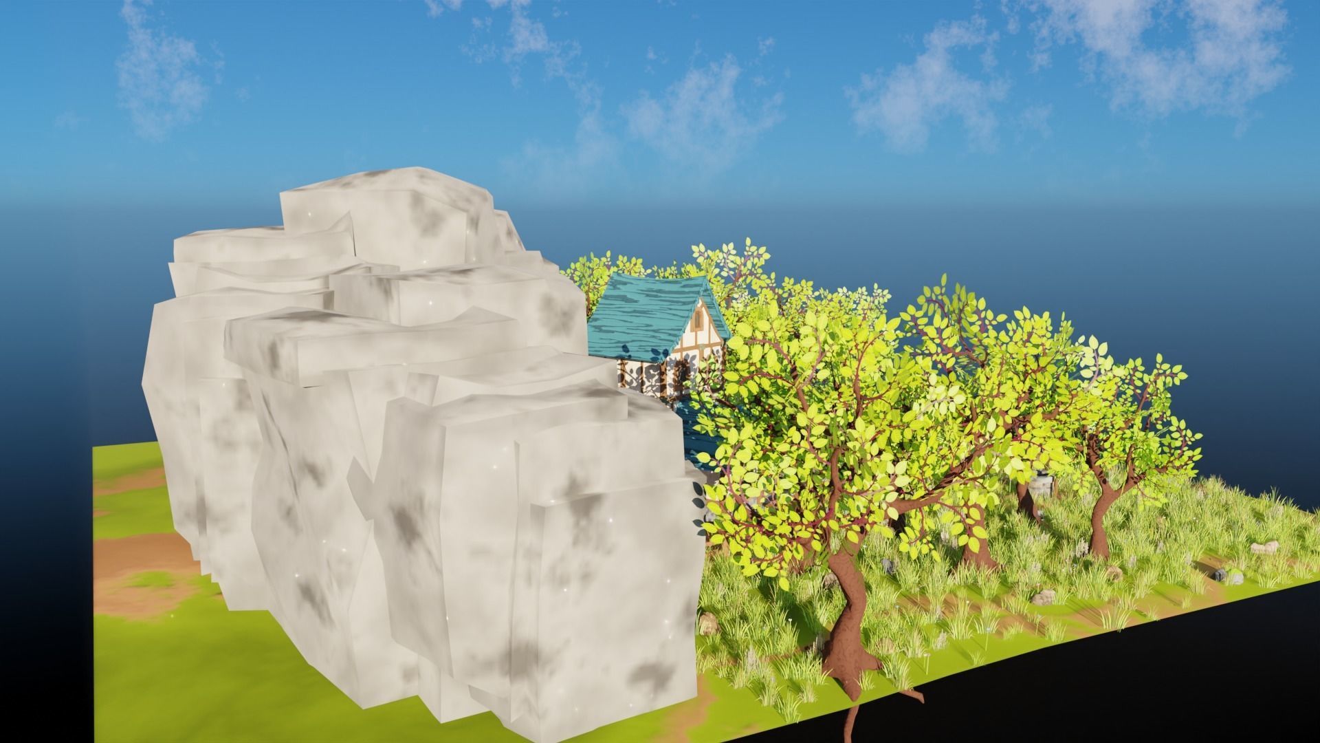 3D model Low poly Medieval House scene VR / AR / low-poly | CGTrader