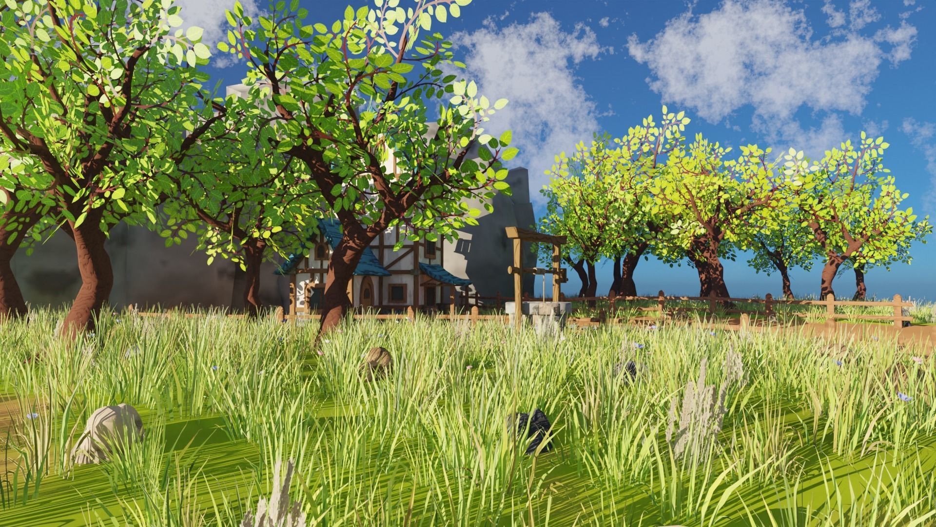 3D model Low poly Medieval House scene VR / AR / low-poly | CGTrader