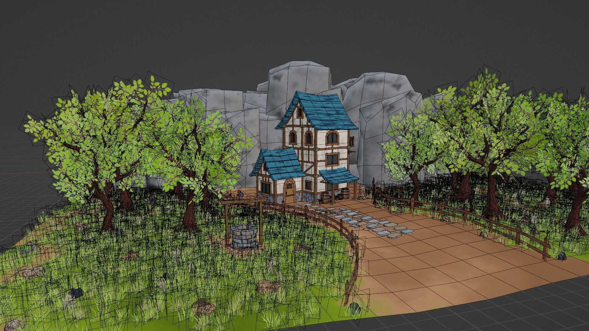 3D model Low poly Medieval House scene VR / AR / low-poly | CGTrader