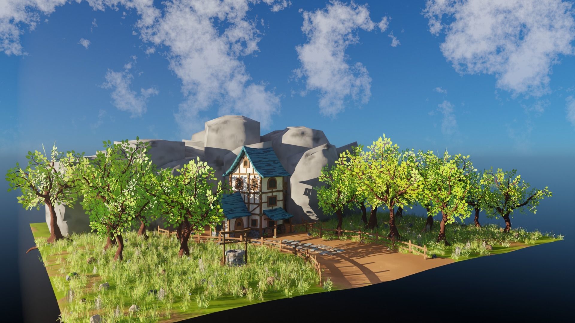 3D model Low poly Medieval House scene VR / AR / low-poly | CGTrader