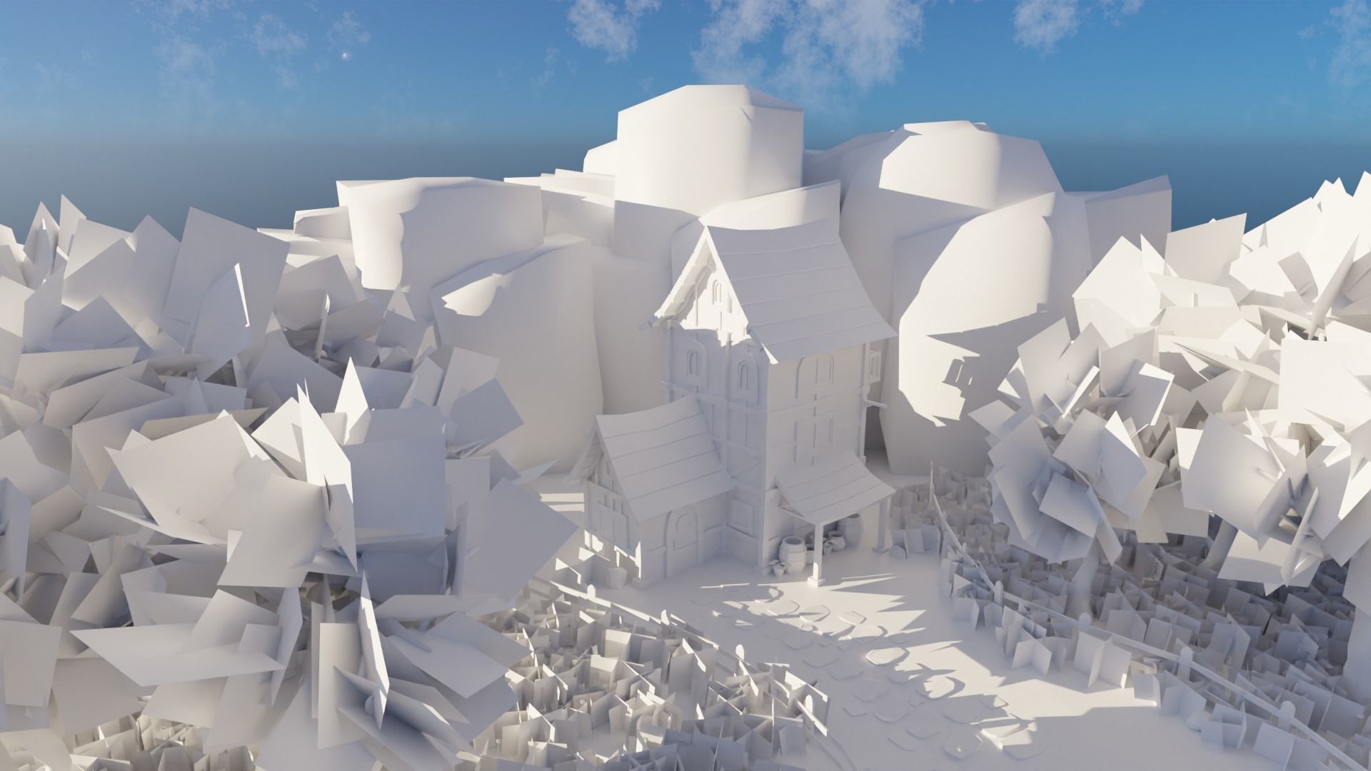 3D model Low poly Medieval House scene VR / AR / low-poly | CGTrader