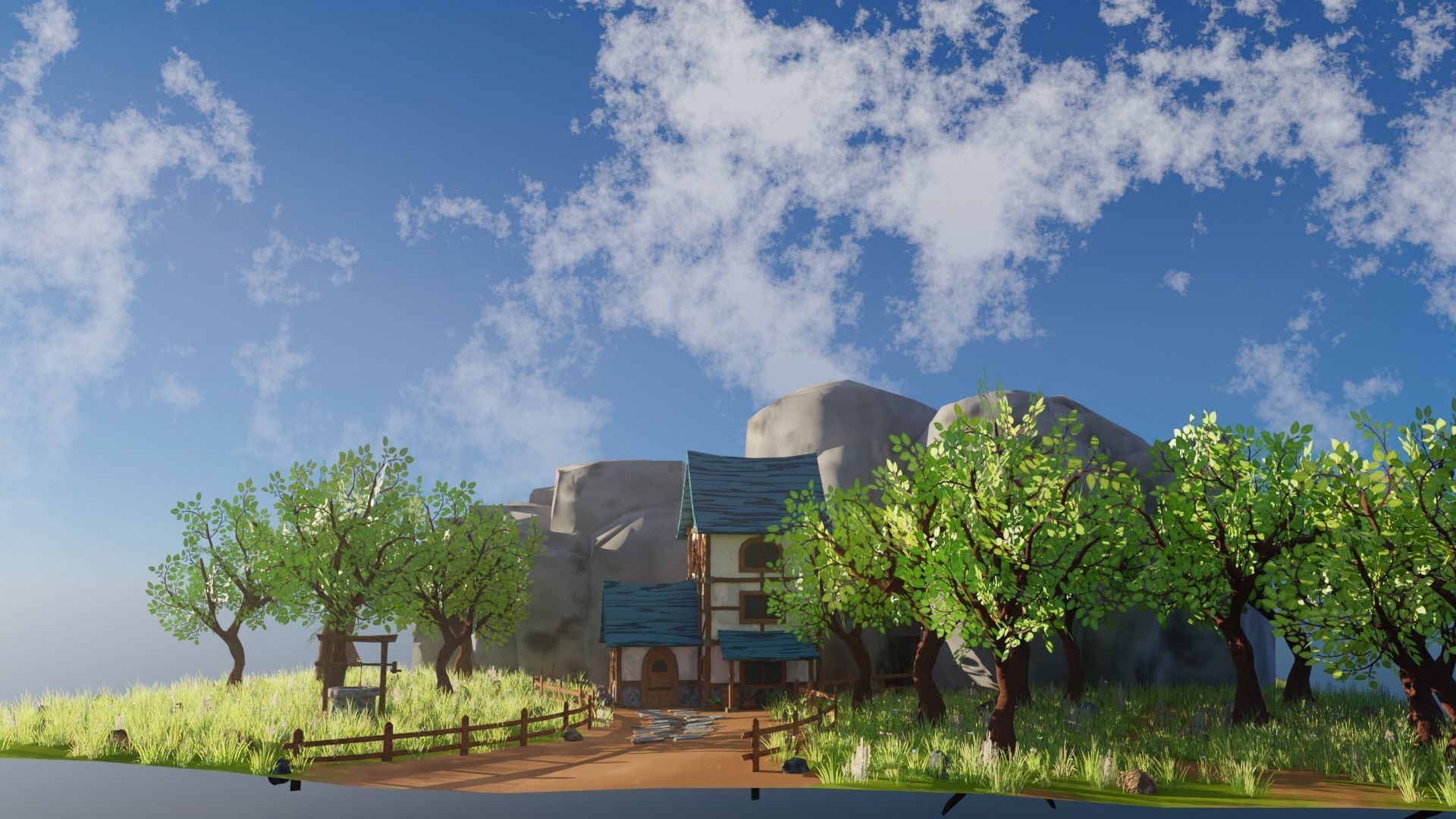 3D model Low poly Medieval House scene VR / AR / low-poly | CGTrader