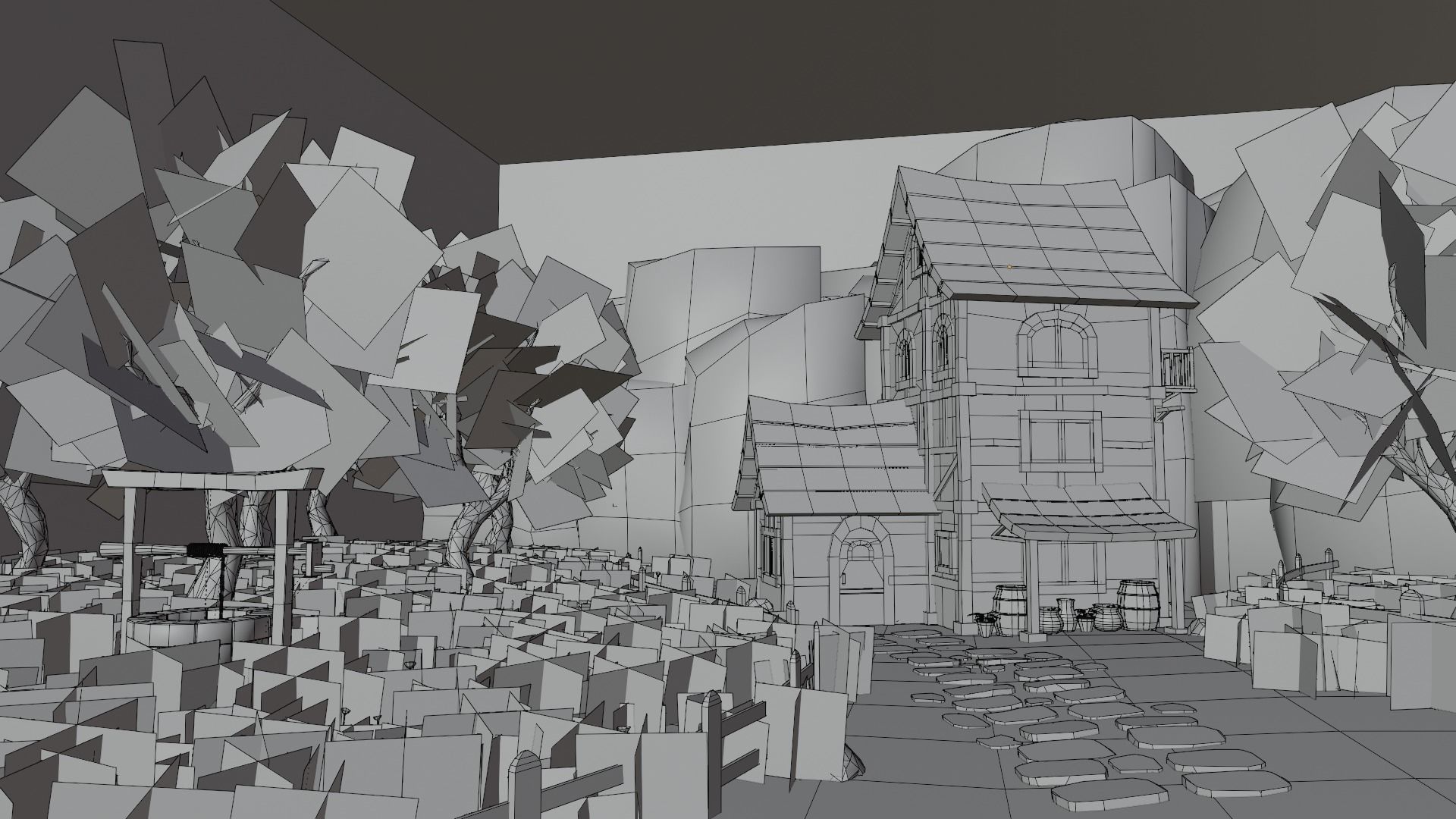 3D model Low poly Medieval House scene VR / AR / low-poly | CGTrader