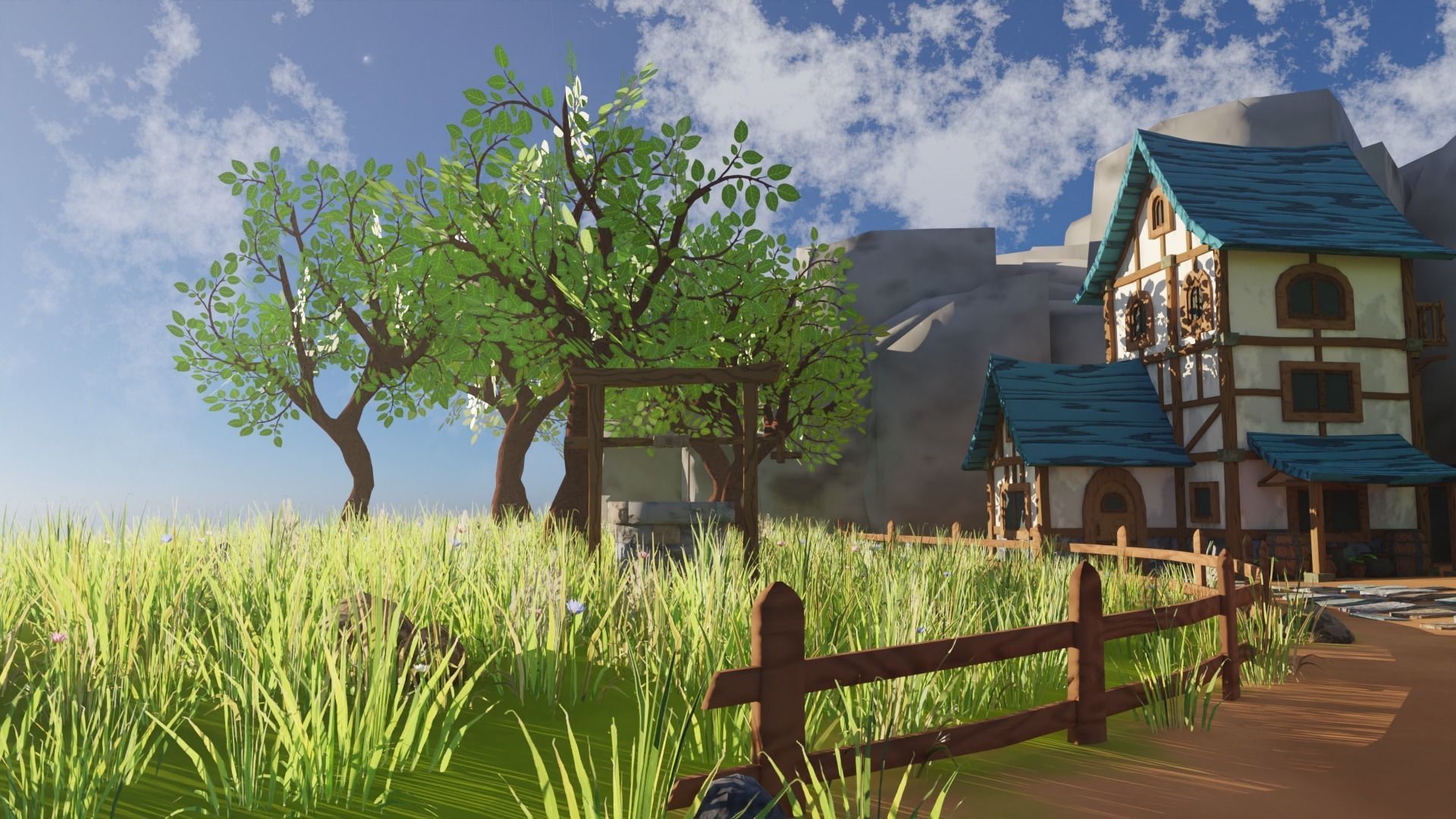 3D model Low poly Medieval House scene VR / AR / low-poly | CGTrader