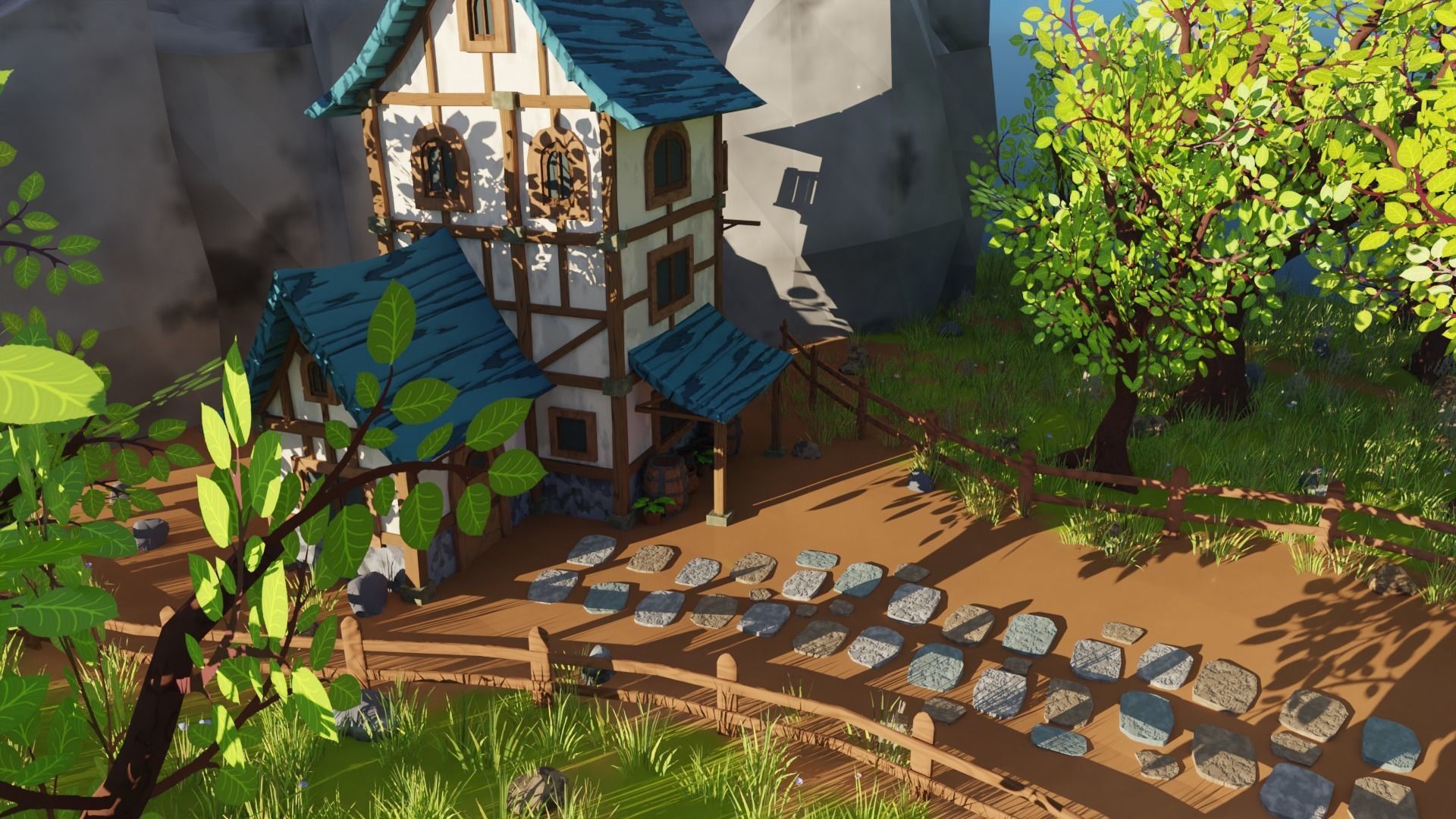 3D model Low poly Medieval House scene VR / AR / low-poly | CGTrader