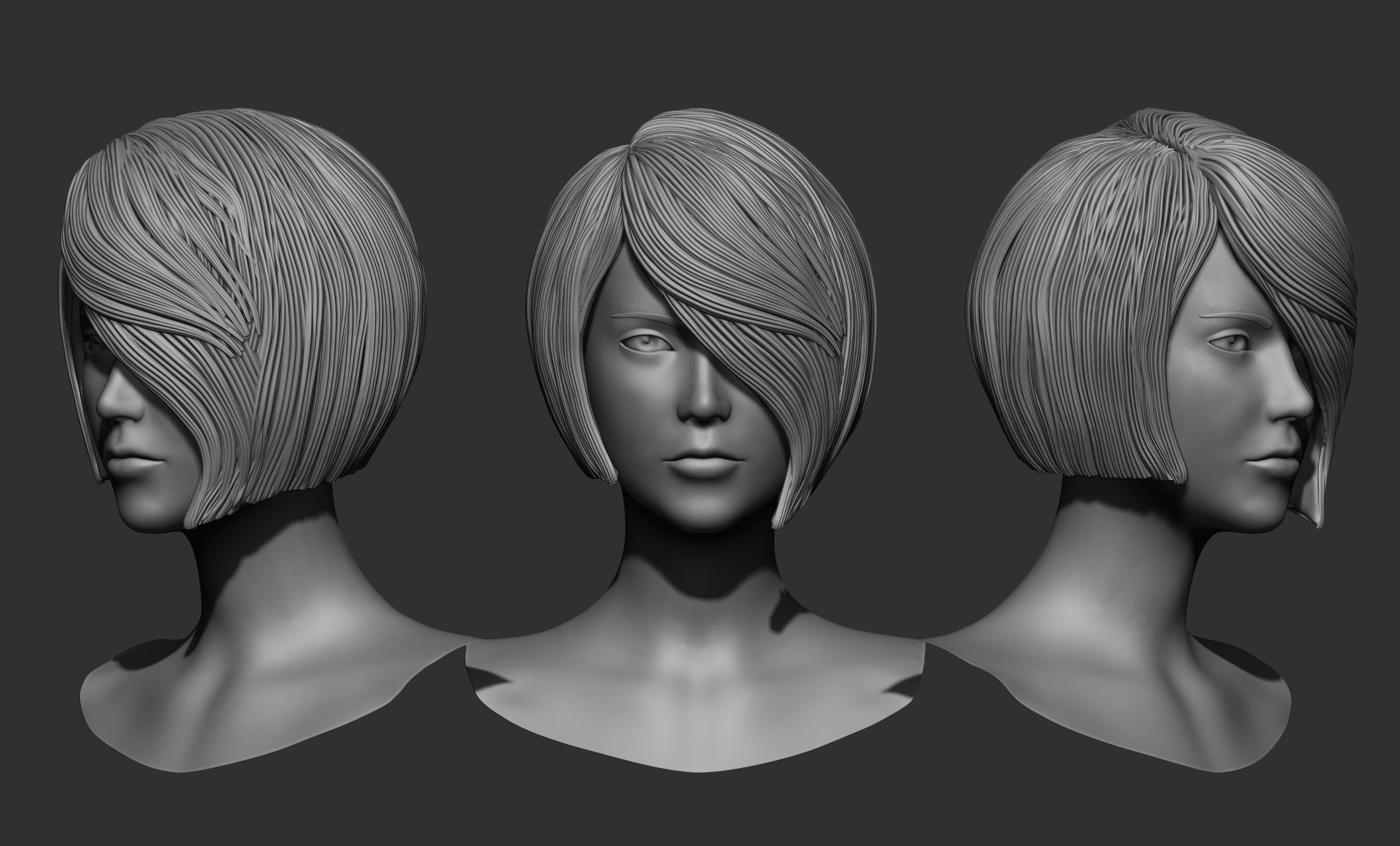 28 Female hair 3D model | CGTrader