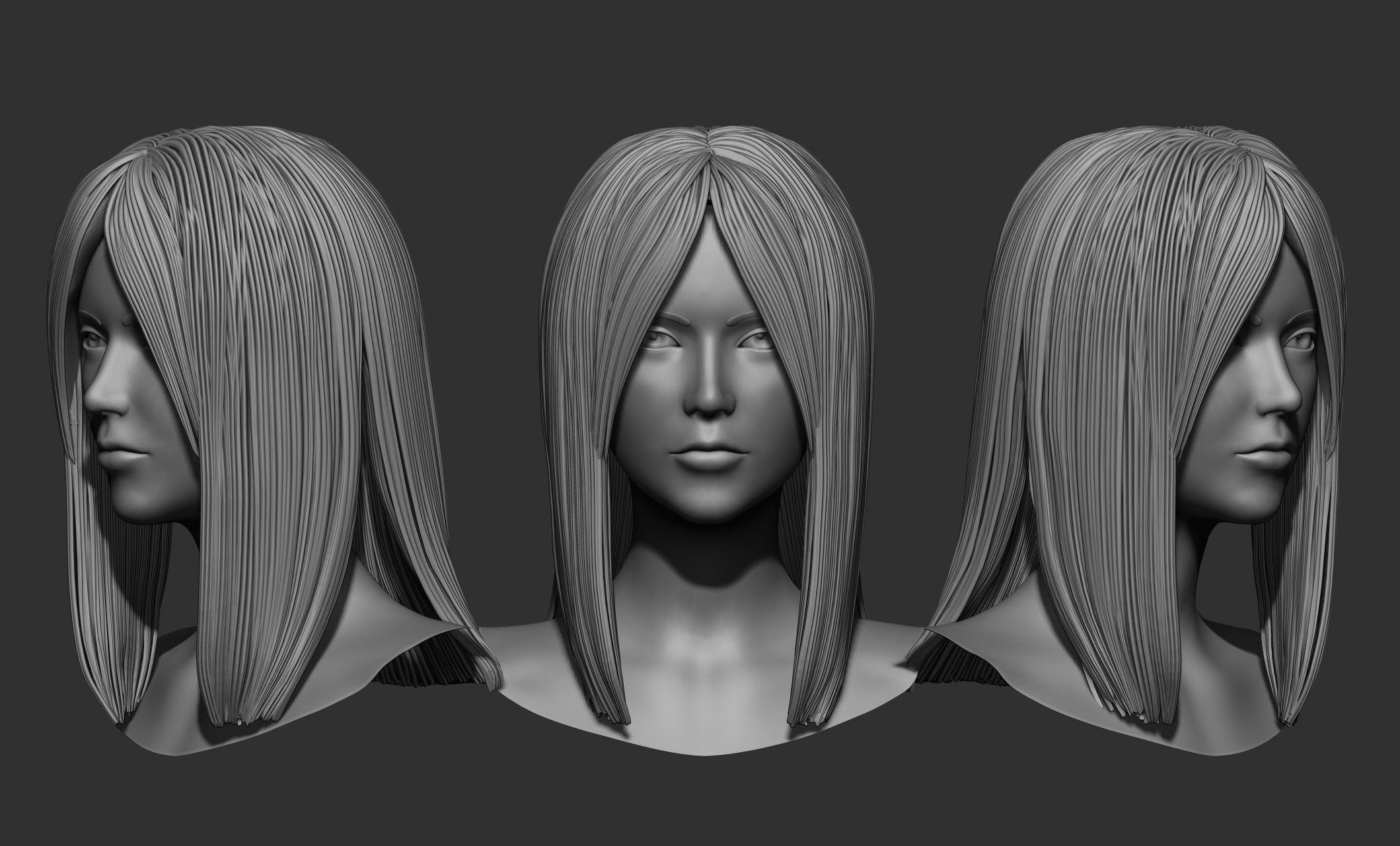 28 Female hair 3D model | CGTrader