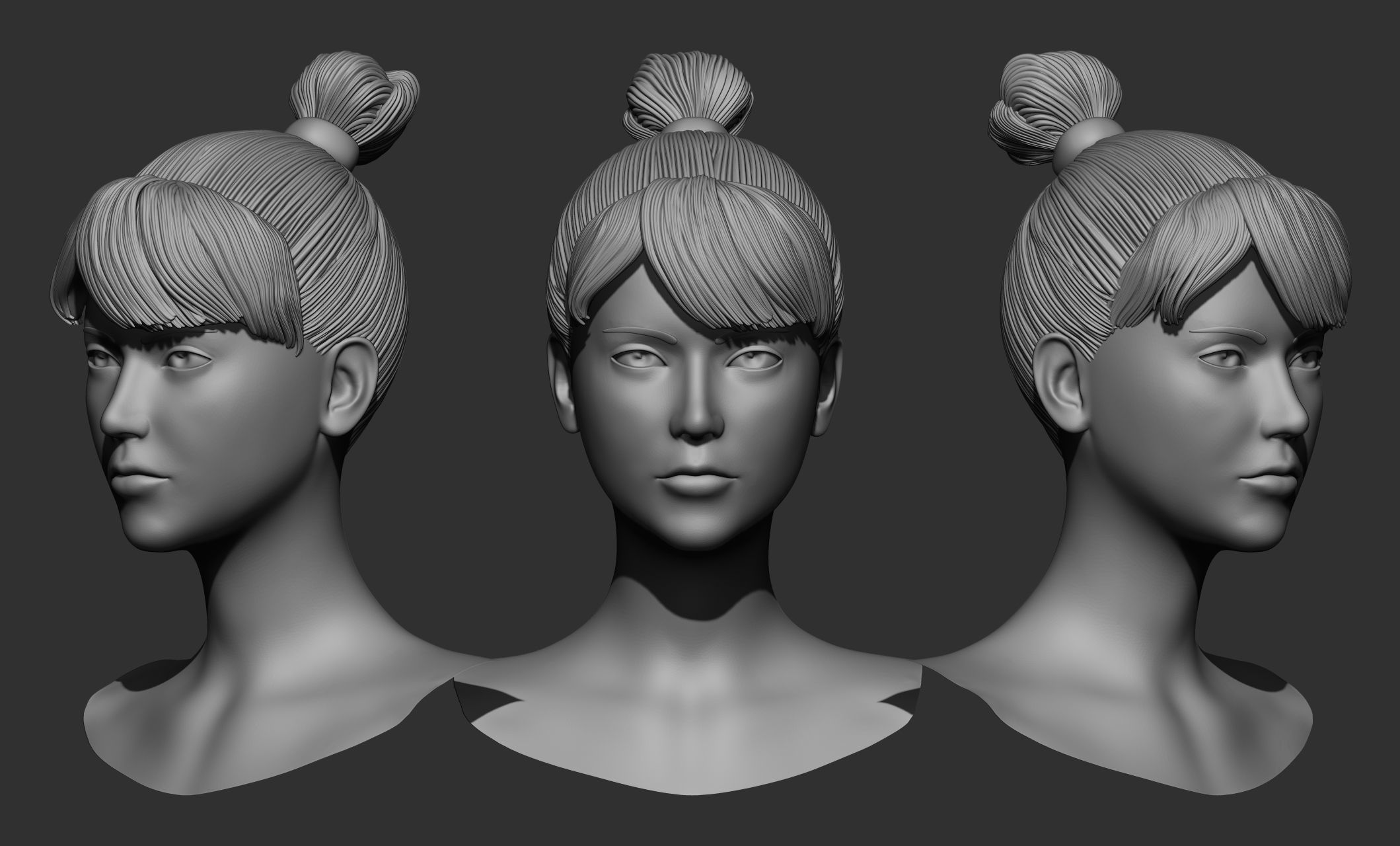 28 Female hair 3D model | CGTrader