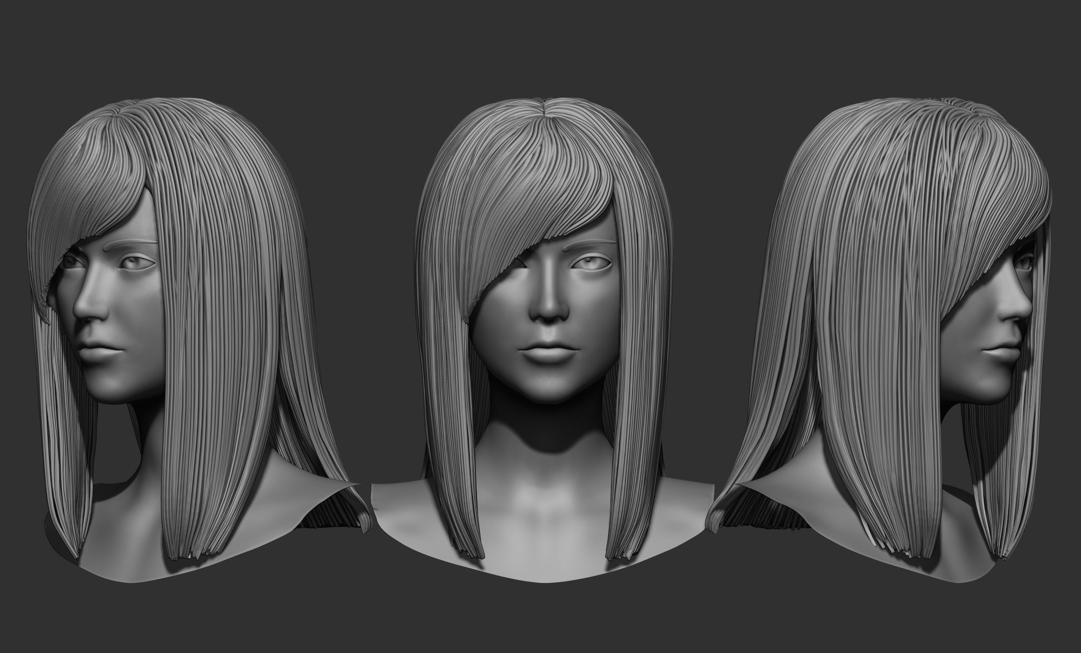 28 Female hair 3D model | CGTrader