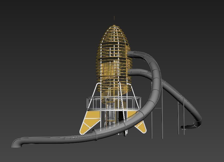 Rocket climbing adventure playground with big slide 3D model | CGTrader