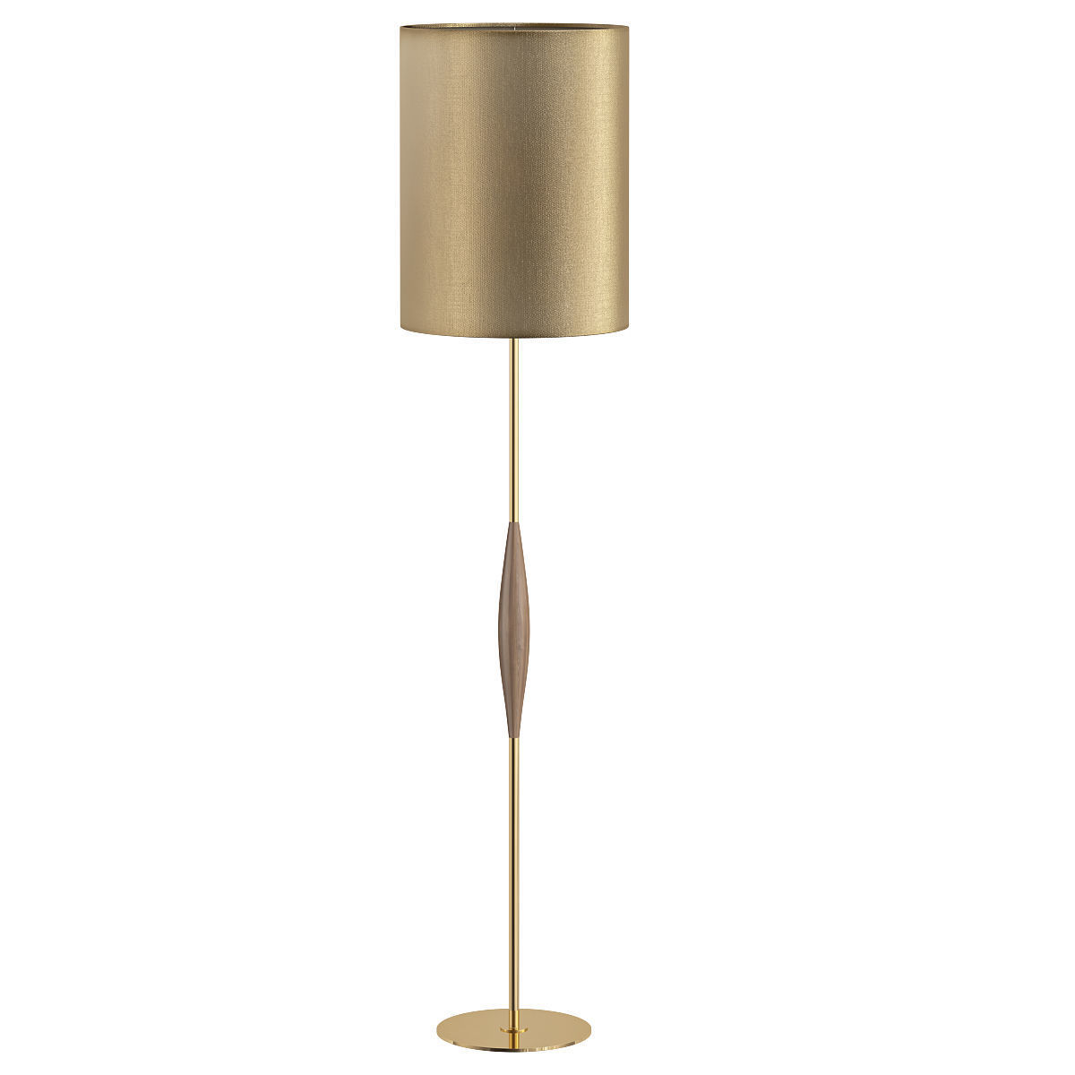 SLENDER gold floor lamp with wooden base 3D model | CGTrader