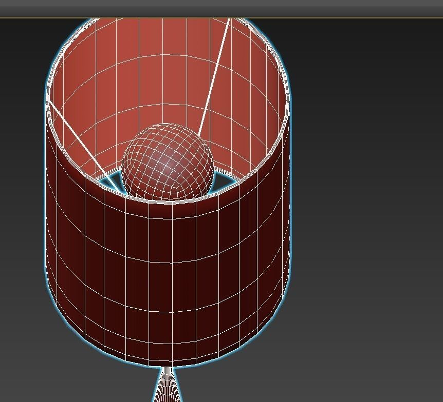SLENDER gold floor lamp with wooden base 3D model | CGTrader