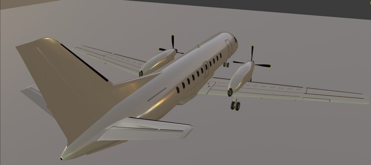 3D model SAAB 340 and 3D Cockpit low poly model with generic livery VR ...