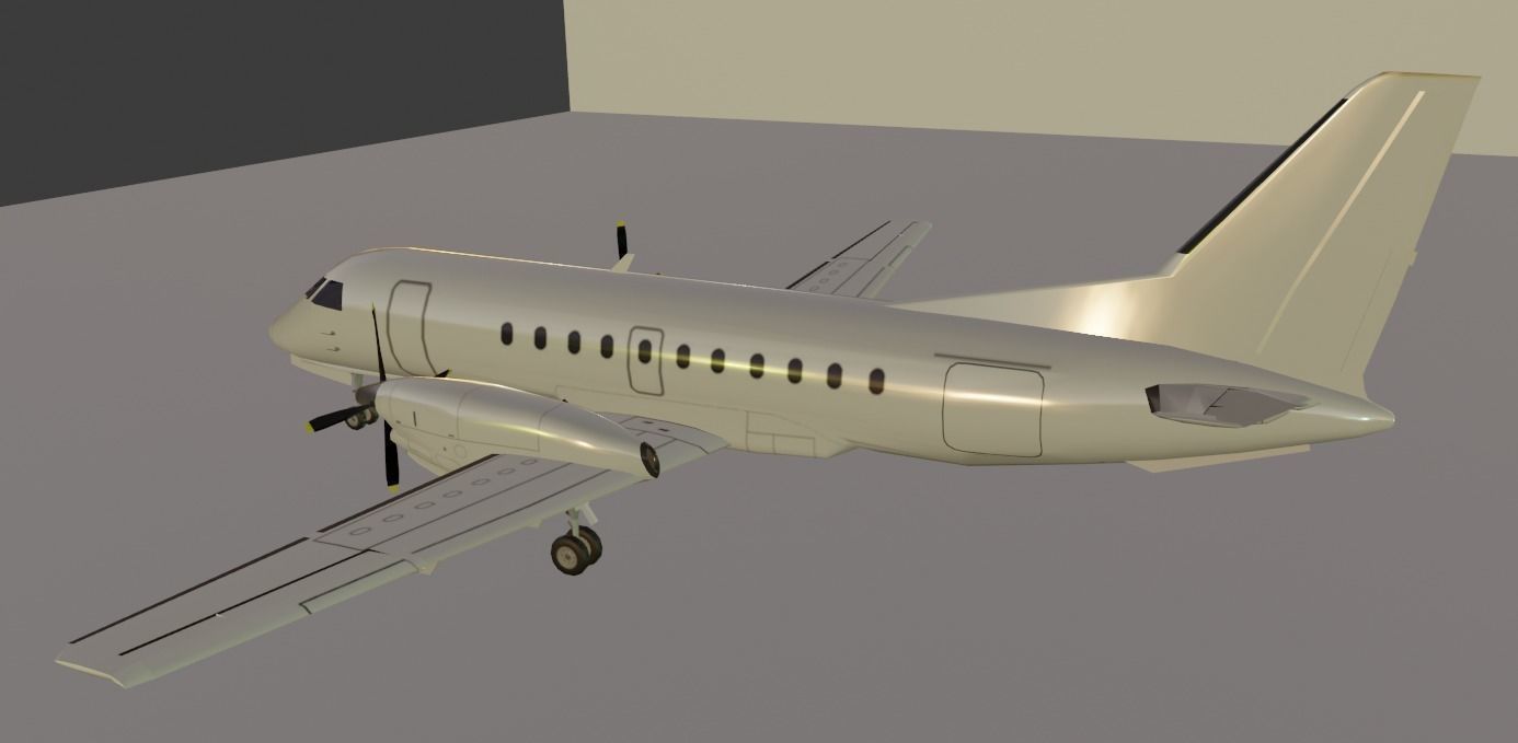 3D model SAAB 340 and 3D Cockpit low poly model with generic livery VR ...