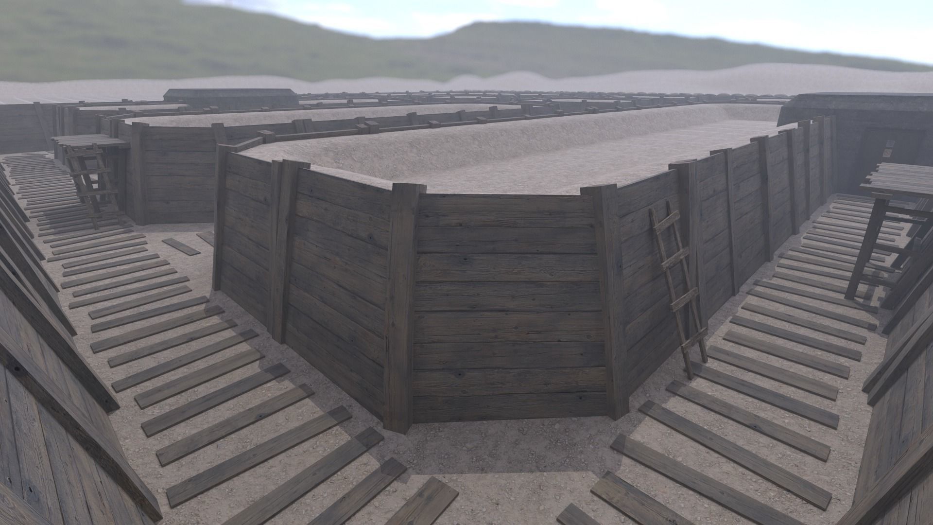 3D model Lowpoly Modular War Trenches Kit VR / AR / low-poly | CGTrader