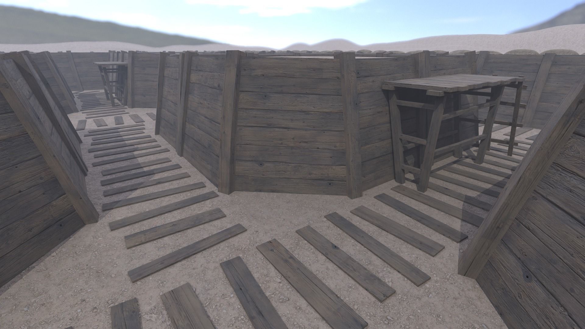 3D model Lowpoly Modular War Trenches Kit VR / AR / low-poly | CGTrader