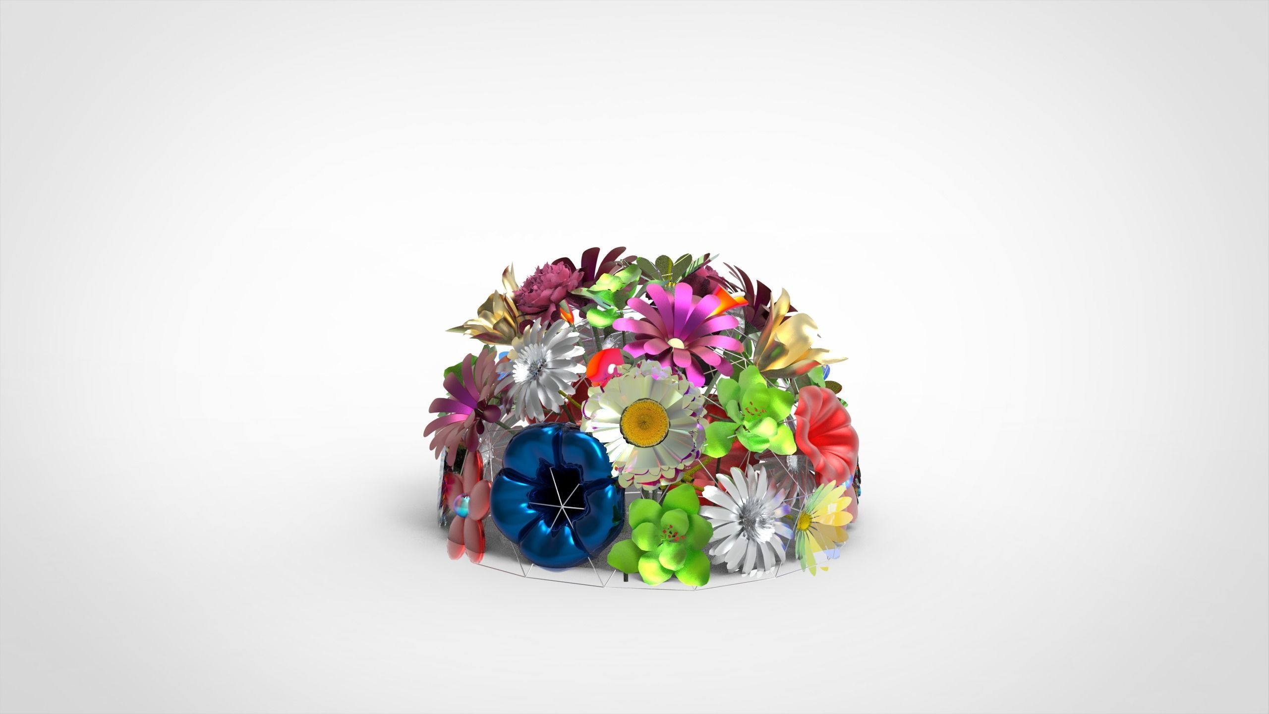 Flowers Ball Sculpture 3D model | CGTrader