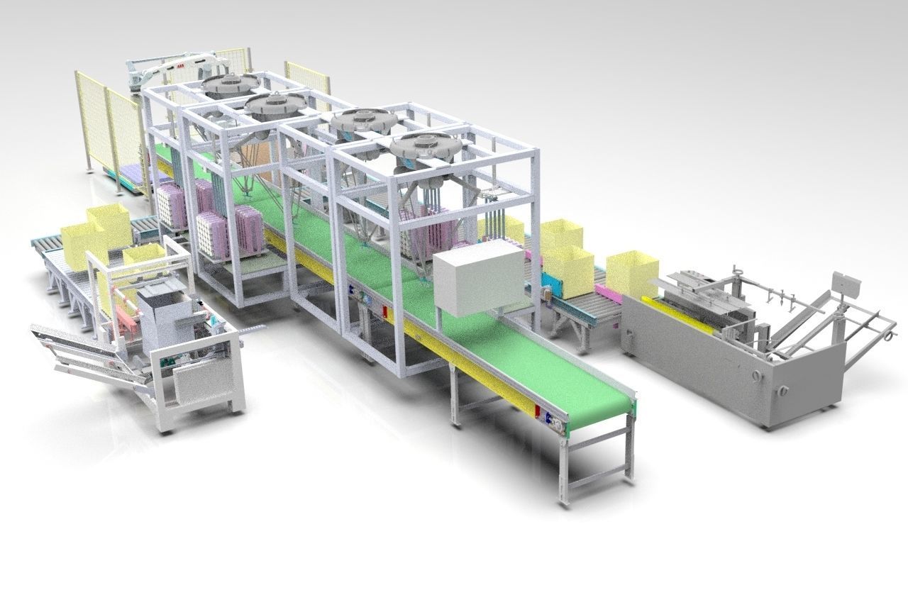3D Design of Automatic Paper Box Filling and Opening Machine 3D model ...