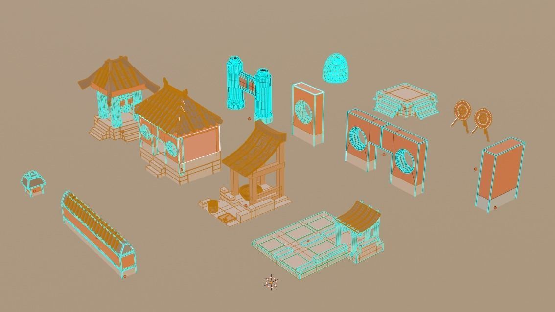 3D model Low Poly STRATEGY Set - 13 Unique Models Mega Pack ASIAN-STYLE ...