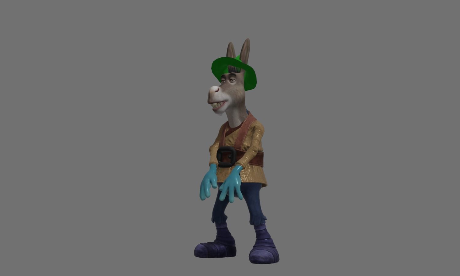 Donkey 7 with hat 3D model animated rigged | CGTrader