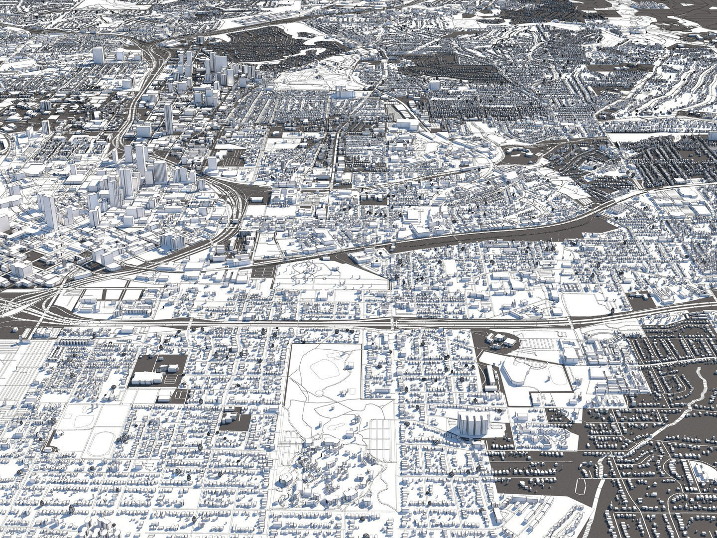 Atlanta 50x50km City Map Model 3D model | CGTrader