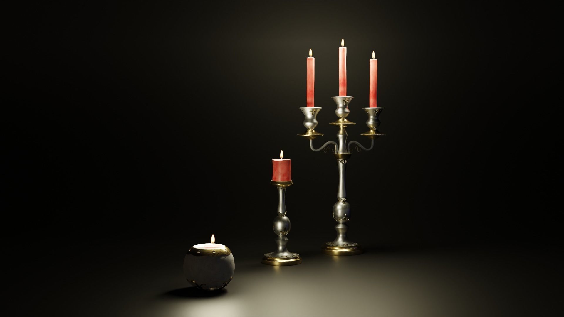 candlestick three candlesticks and candle free 3D model | CGTrader