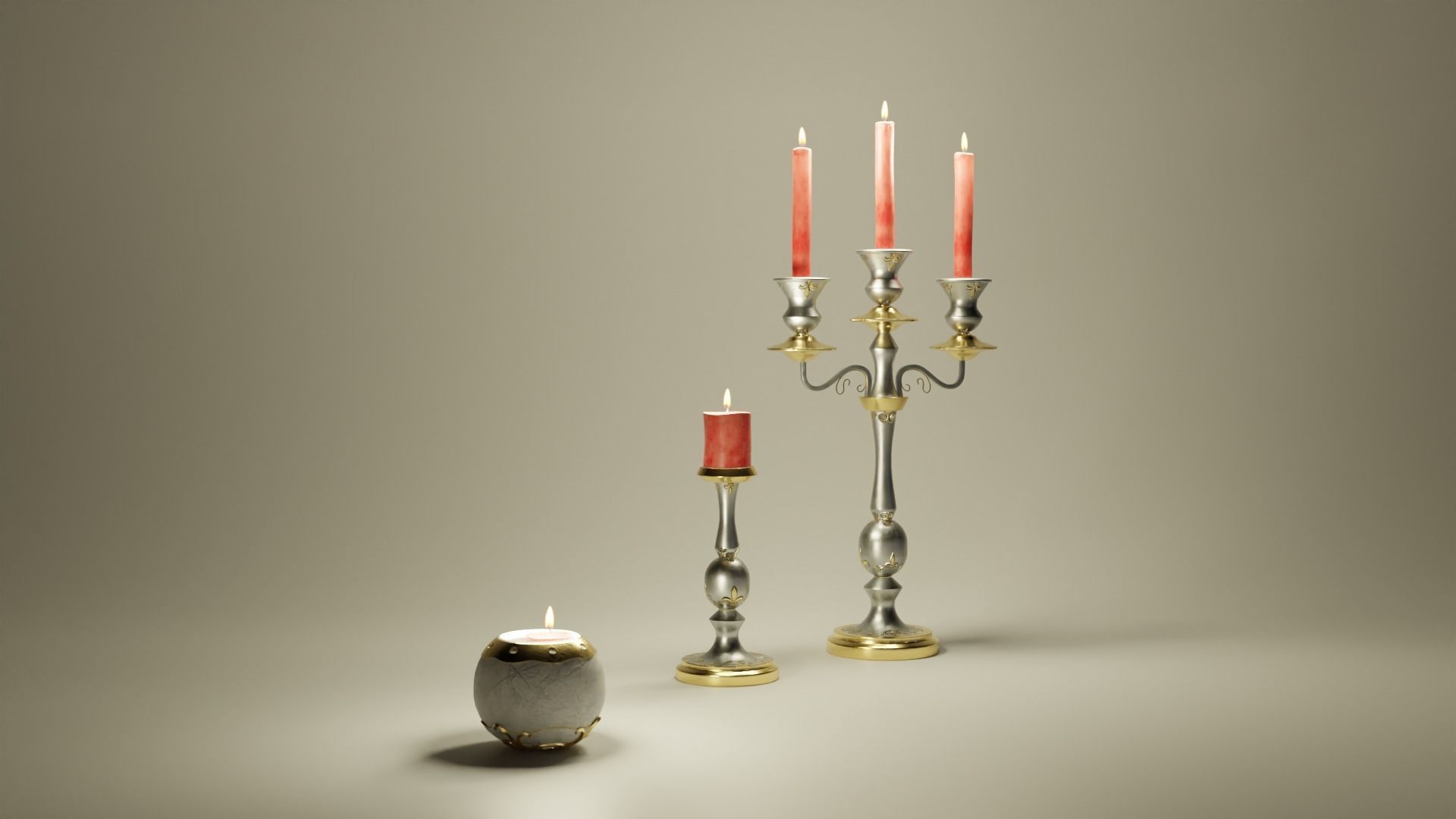 candlestick three candlesticks and candle free 3D model | CGTrader