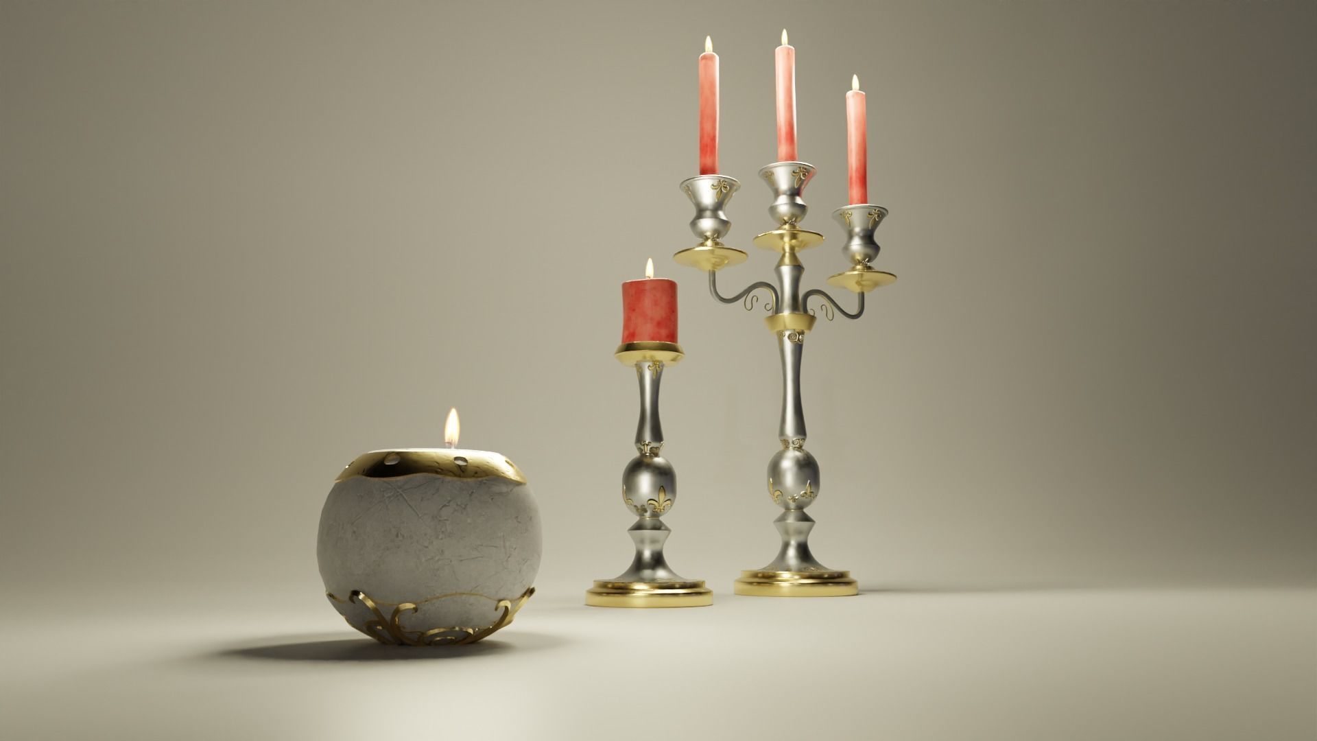 candlestick three candlesticks and candle free 3D model | CGTrader