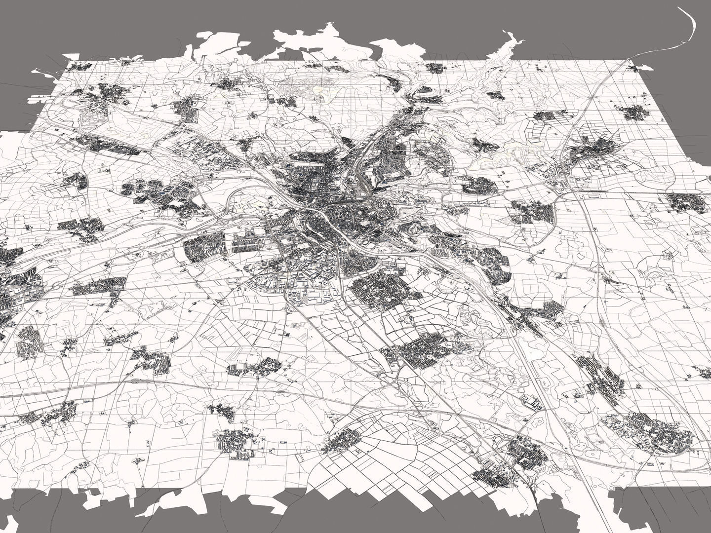 Ulm Germany 30x30km City Map 3D model | CGTrader