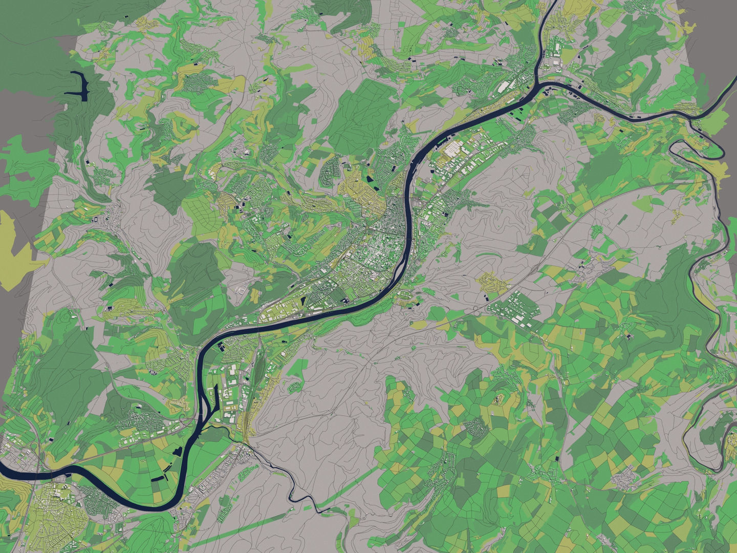 Trier Germany 30x30km City Map 3D model | CGTrader