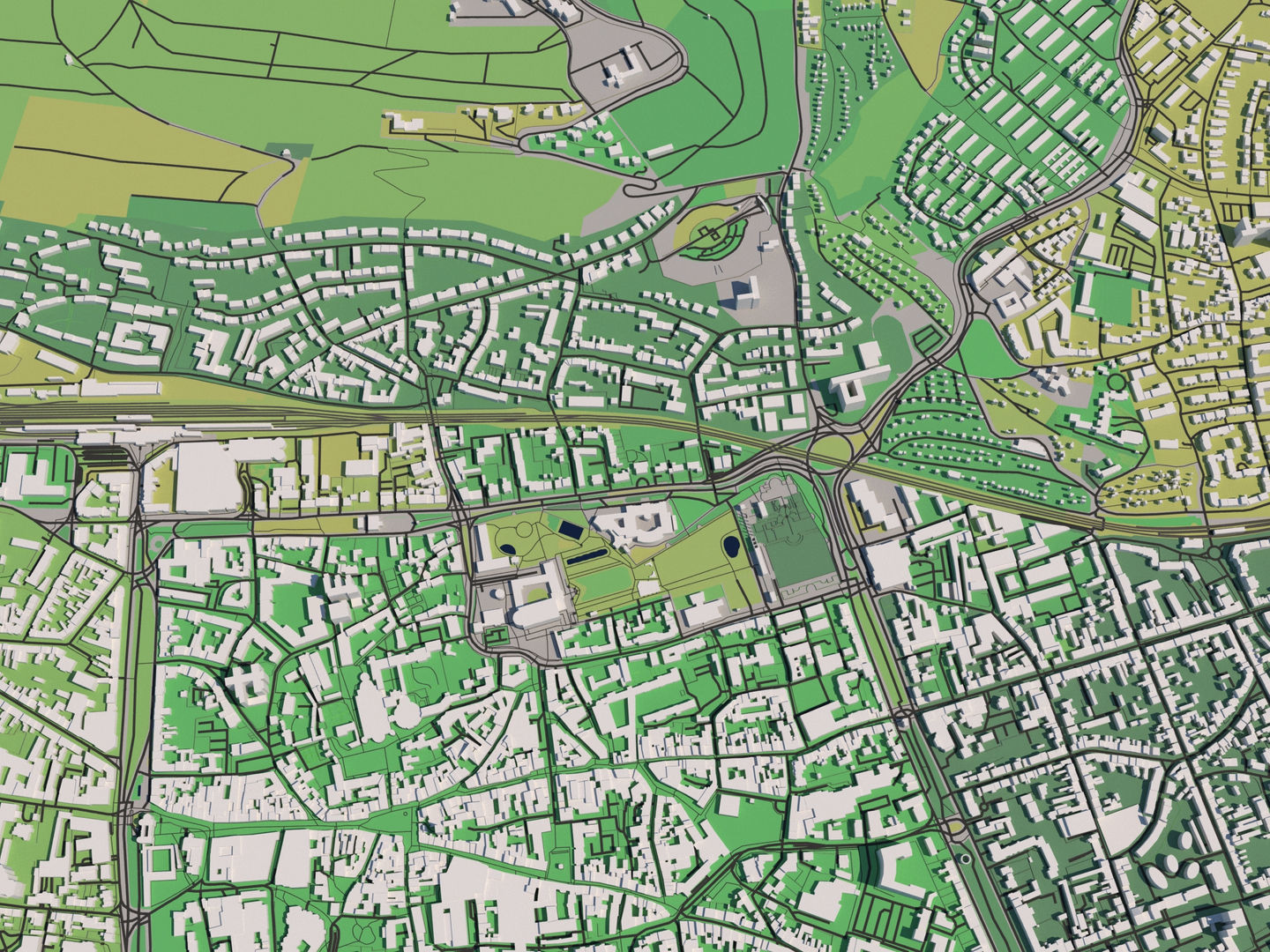 Trier Germany 30x30km City Map 3D model | CGTrader