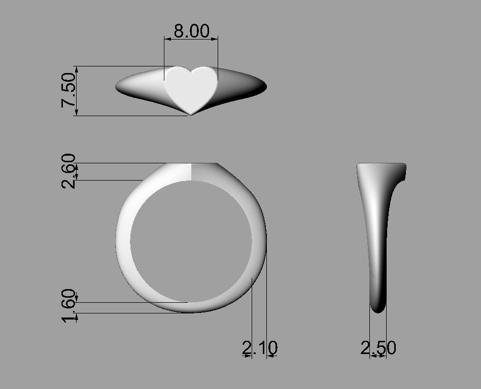 Heart Signet Ring 3D model 3D printable | CGTrader