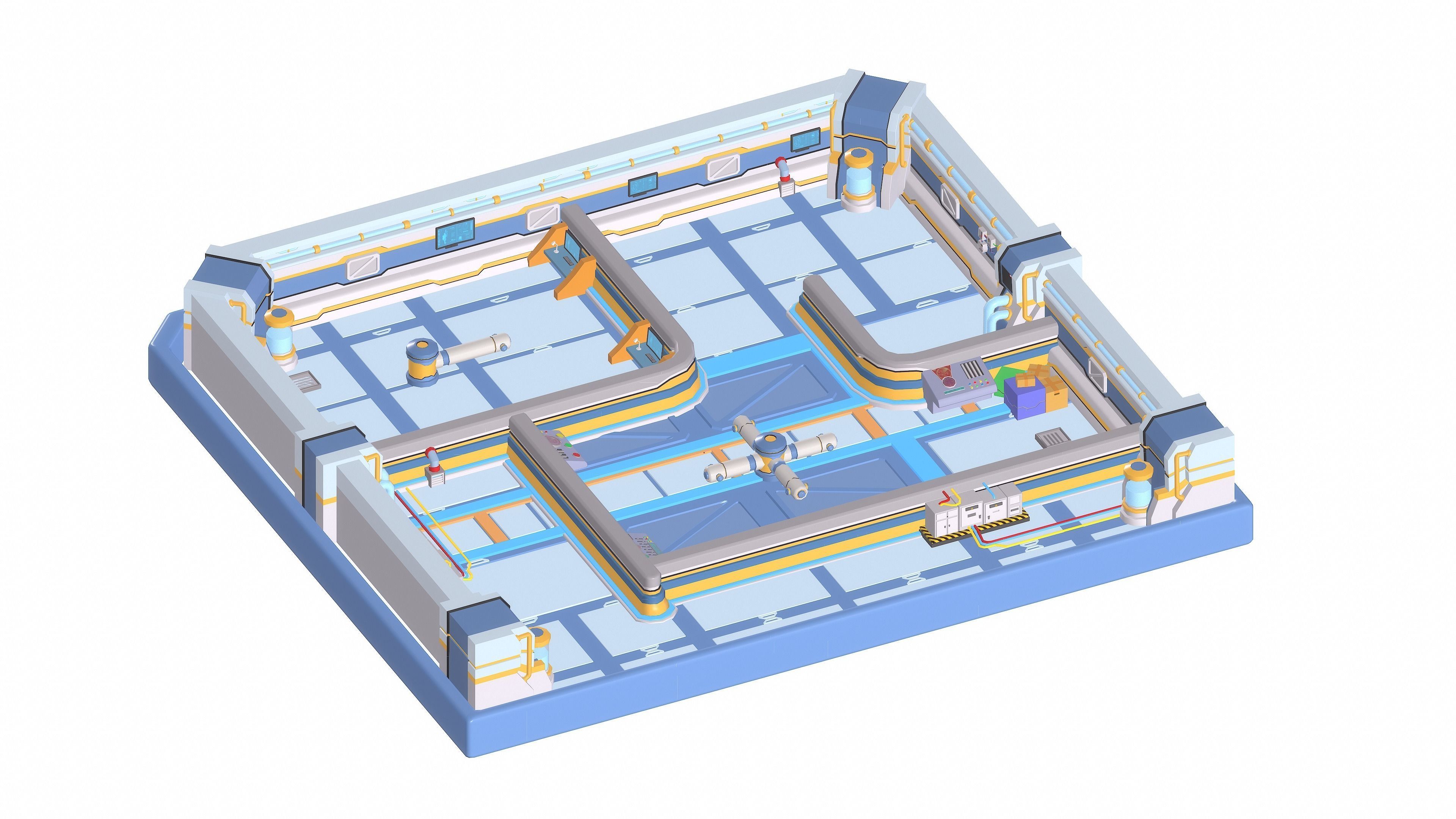 Low Poly Sci-Fi Station Pack free VR / AR / low-poly 3D model | CGTrader