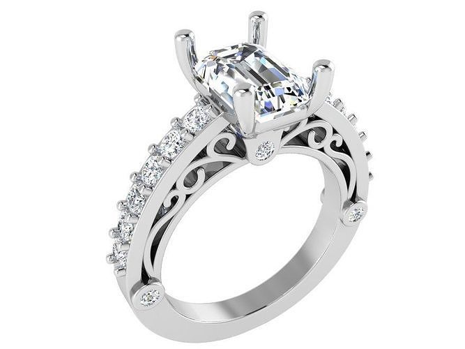 Square Diamond ring 2617 3D print model 3D model 3D printable | CGTrader