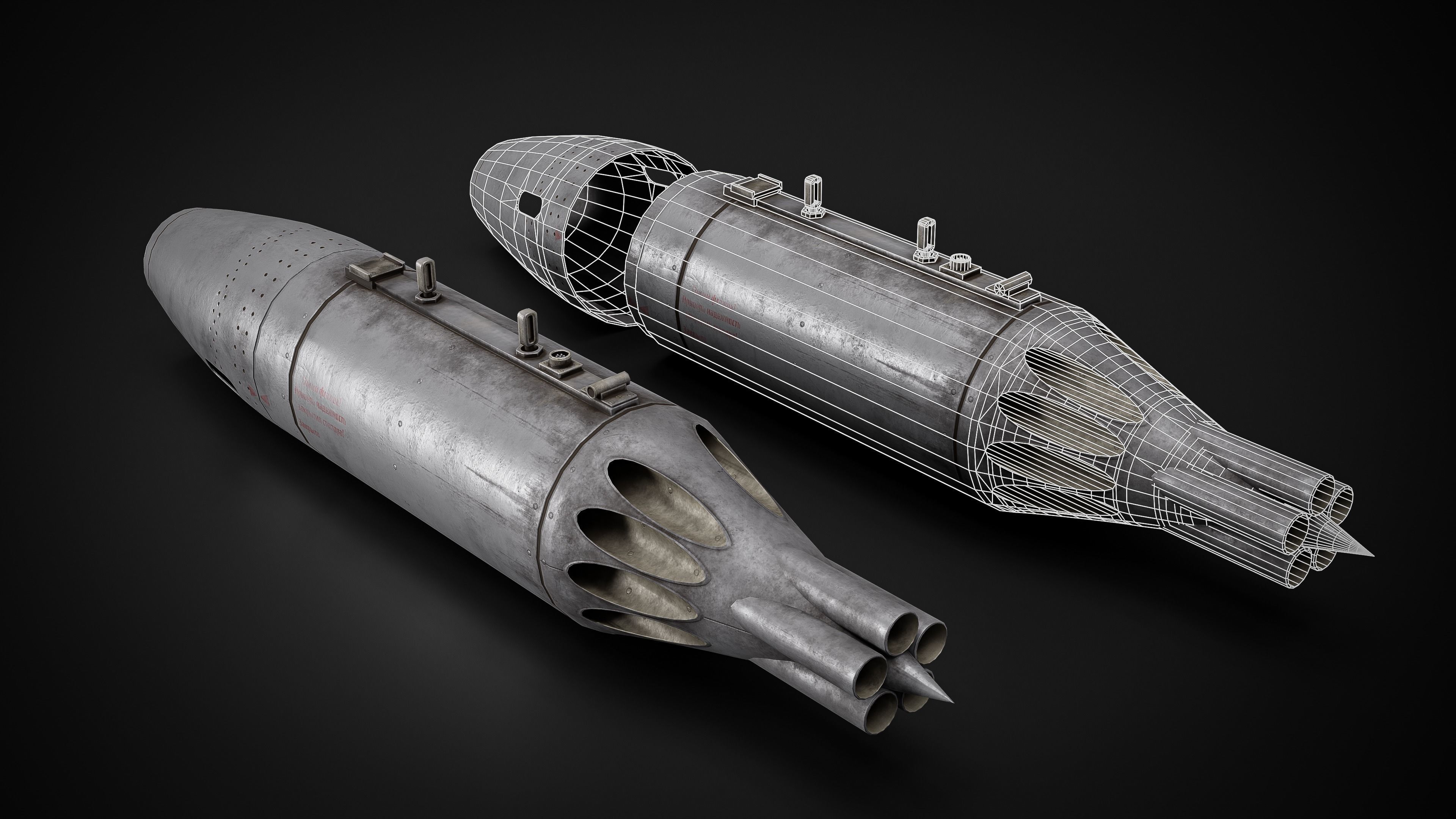 3D model Game ready model of UB-16-57UM unguided missile rockets ...