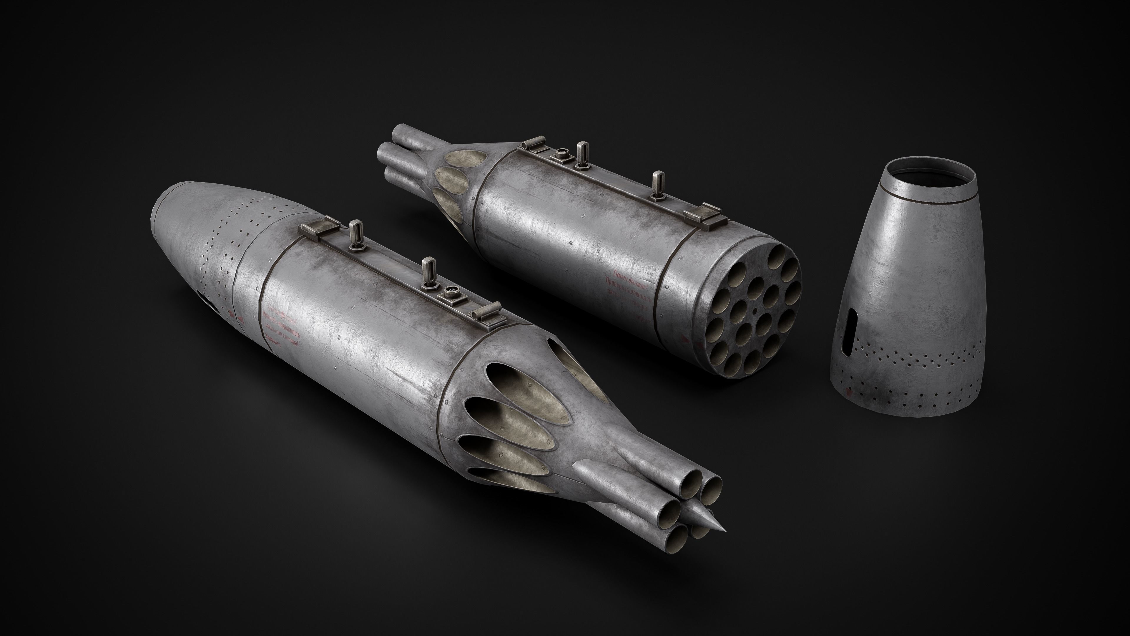 3D model Game ready model of UB-16-57UM unguided missile rockets ...