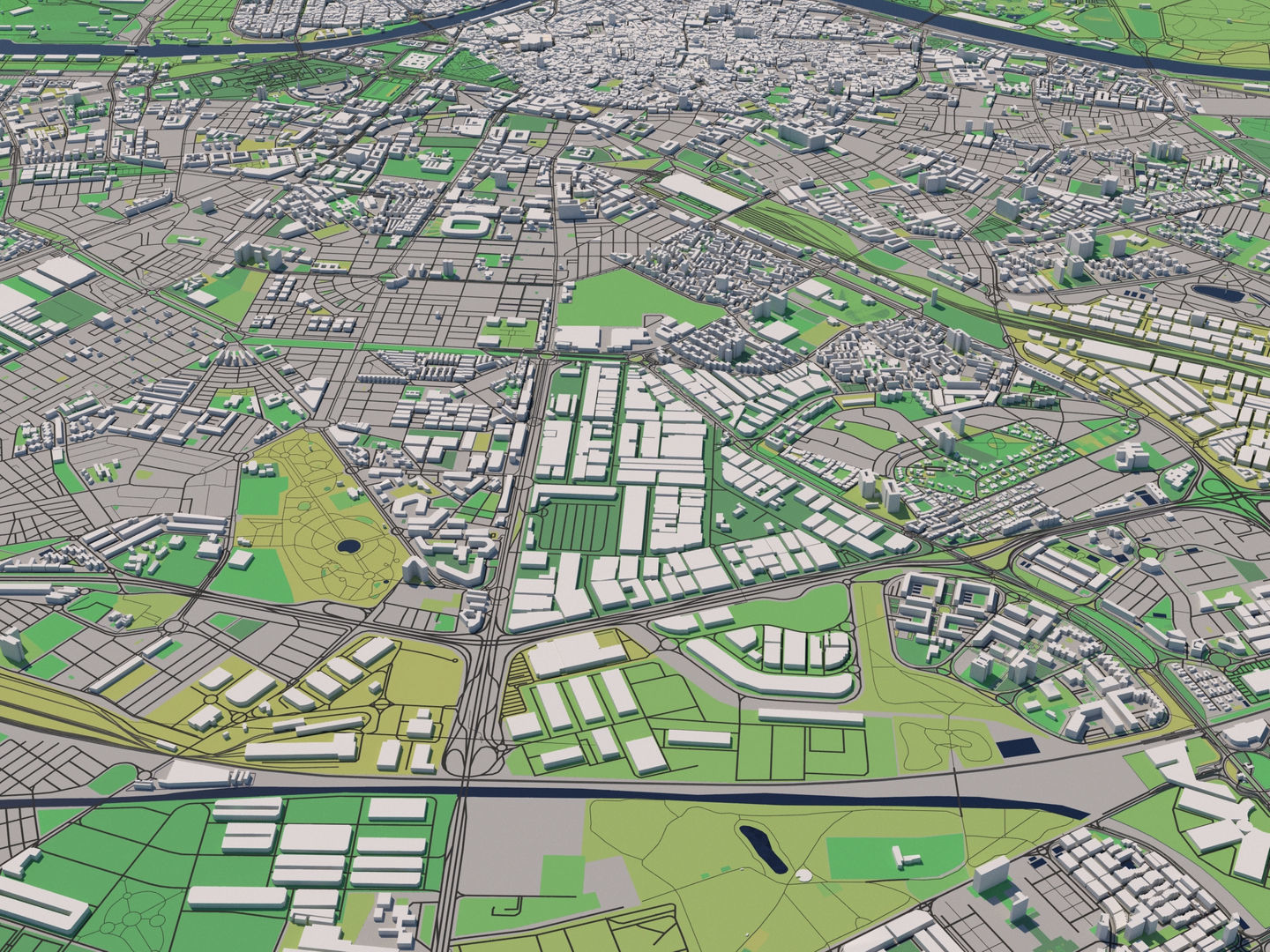 Seville Spain 25x25km City Map 3D model | CGTrader