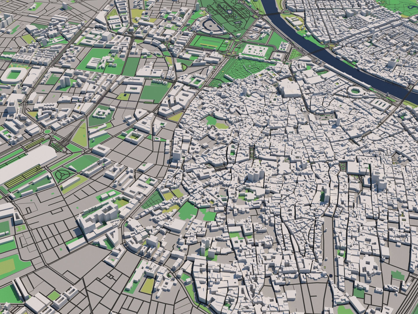 Seville Spain 25x25km City Map 3D model | CGTrader