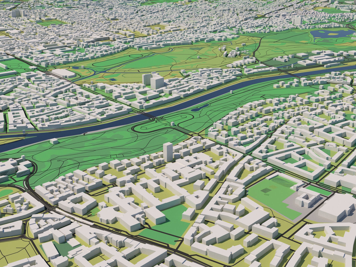 Munich Germany 25x25km City Map 3D model | CGTrader