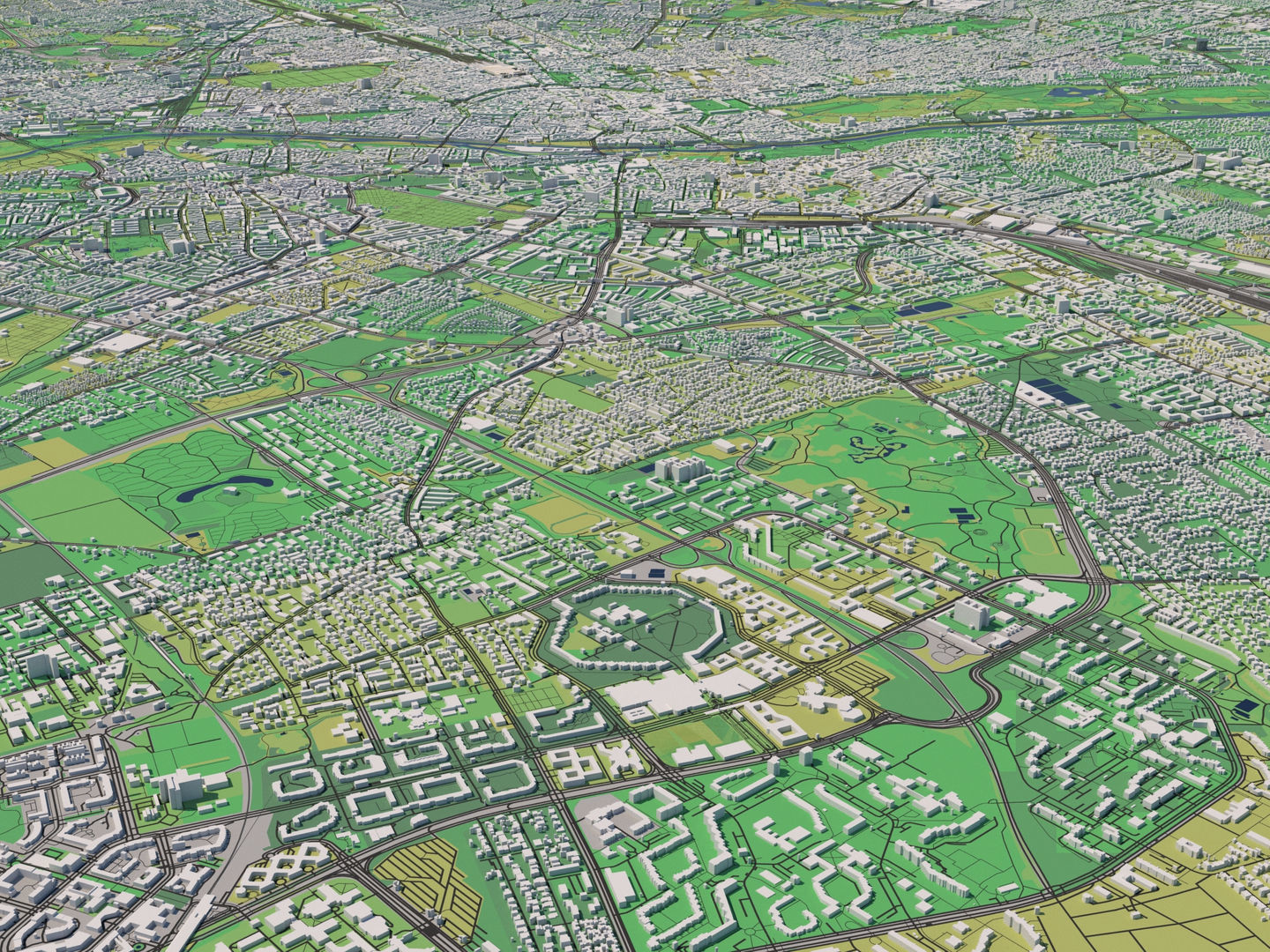 Munich Germany 25x25km City Map 3D model | CGTrader