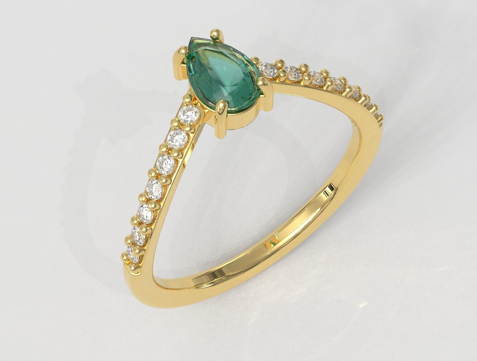 Gemstone Ring V Shape 3D model 3D printable | CGTrader